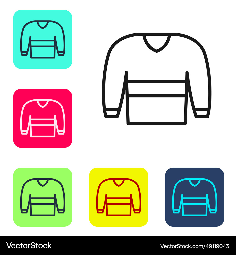 Black line sweater icon isolated on white Vector Image