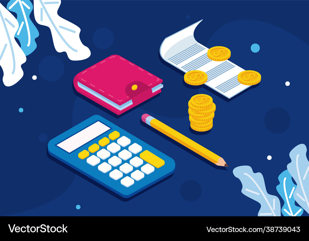 Calculator and finances icons Royalty Free Vector Image