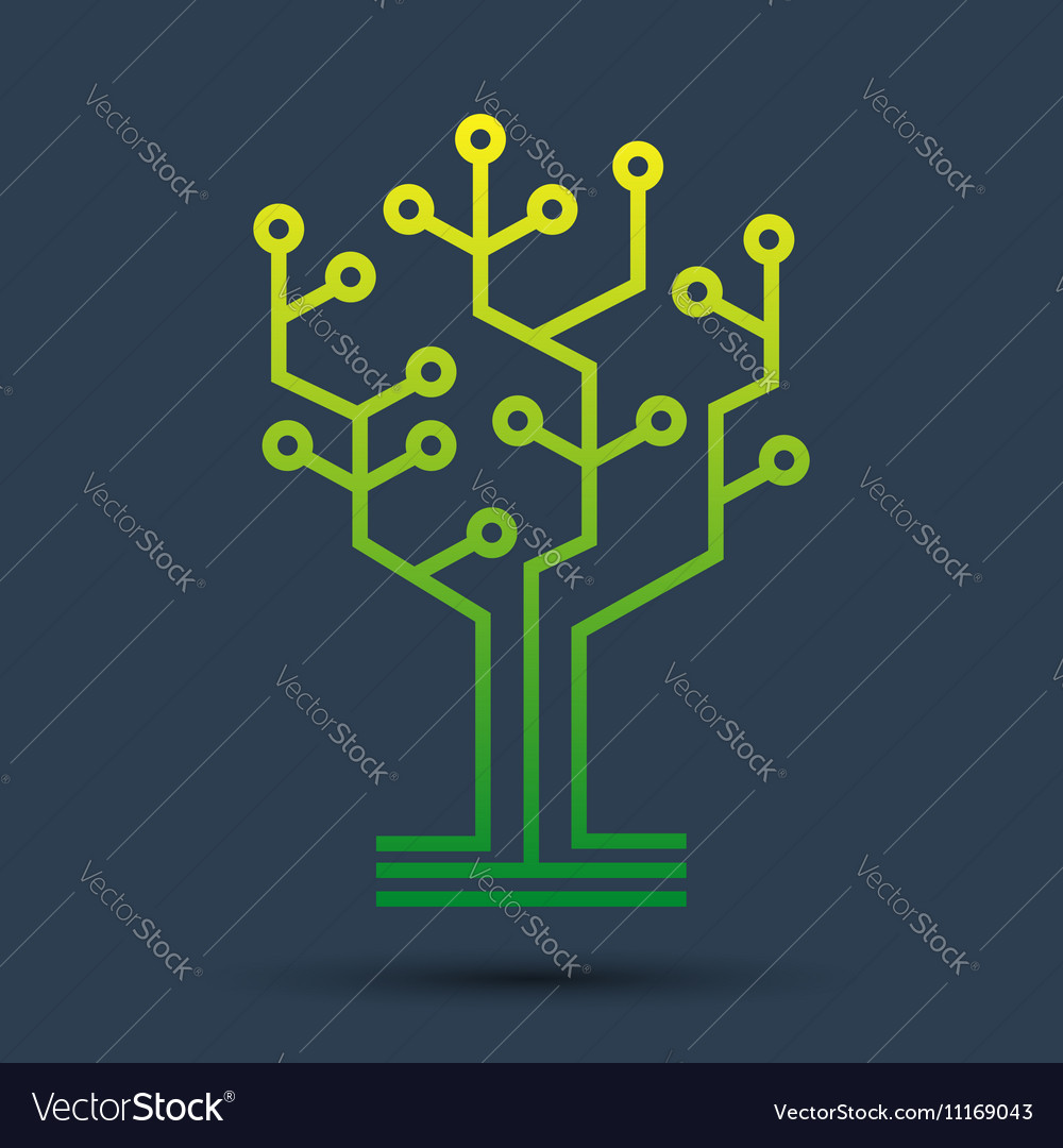 Circuit board pattern in the shape of tree Vector Image