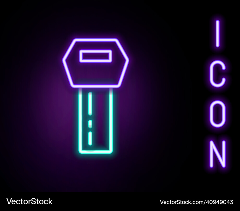 Glowing neon line car key with remote icon Vector Image