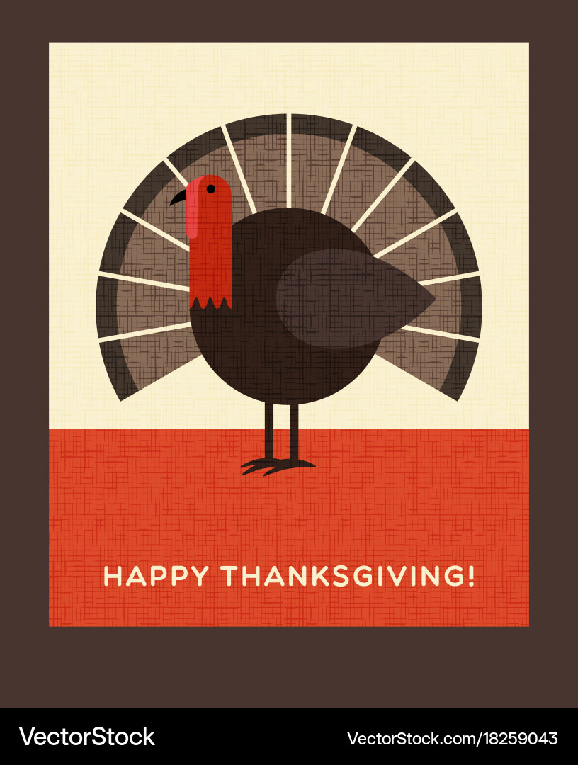 Happy thanksgiving turkey card Royalty Free Vector Image