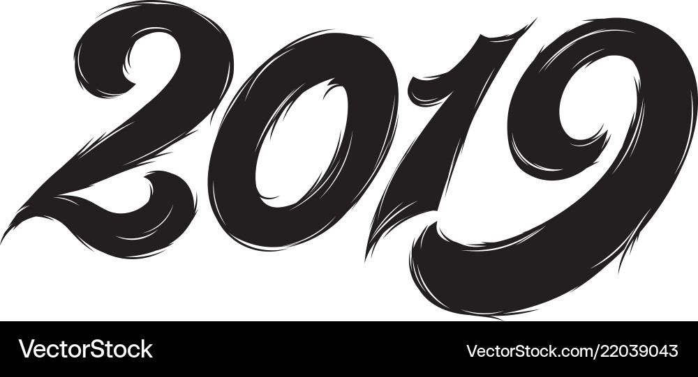 Isolated black fluffy numbers for 2019 year Vector Image