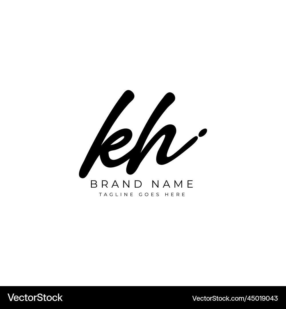 K h kh initial letter handwritten signature Vector Image