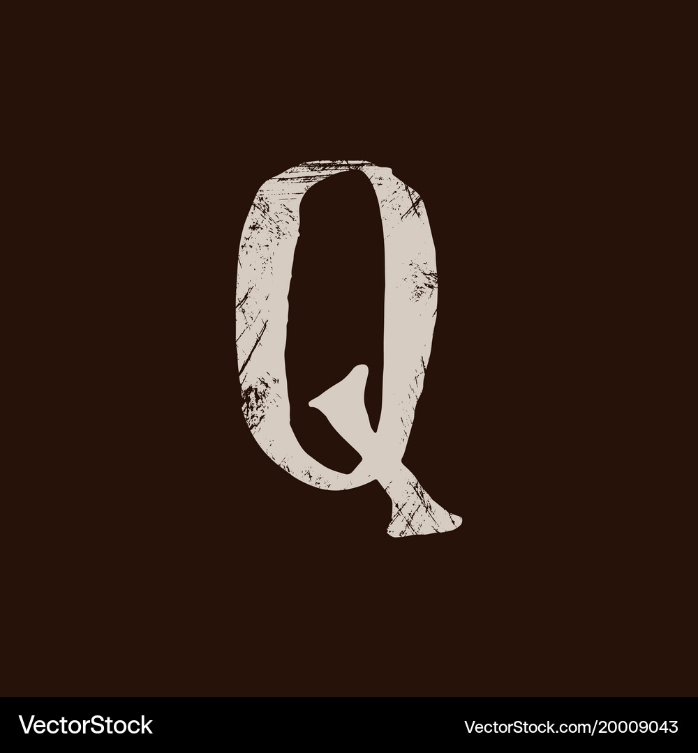 Letter q handwritten by dry brush rough strokes Vector Image