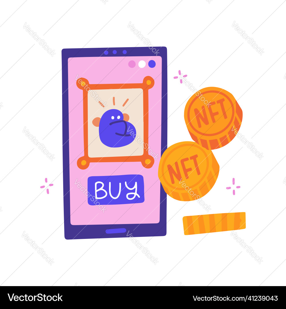 Ntf concept non-fungible token technology crypto Vector Image