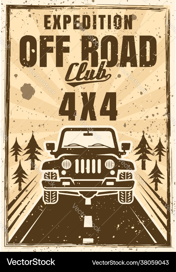 Off road poster in vintage style Royalty Free Vector Image