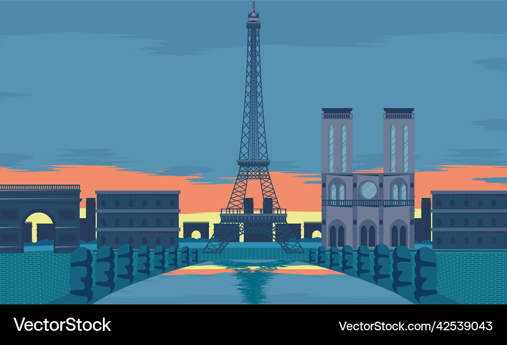 Paris city cityscape scene Royalty Free Vector Image