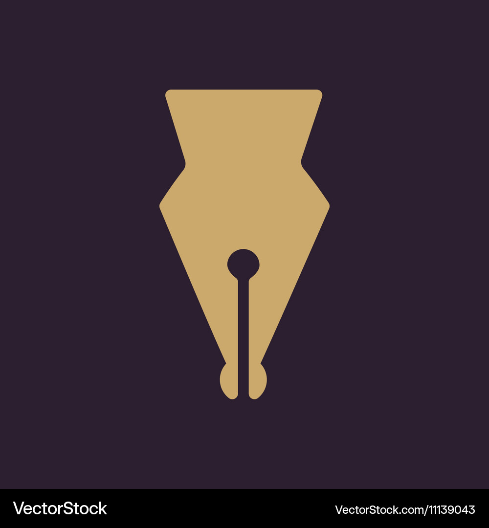 Pen icon fountain symbol flat Royalty Free Vector Image