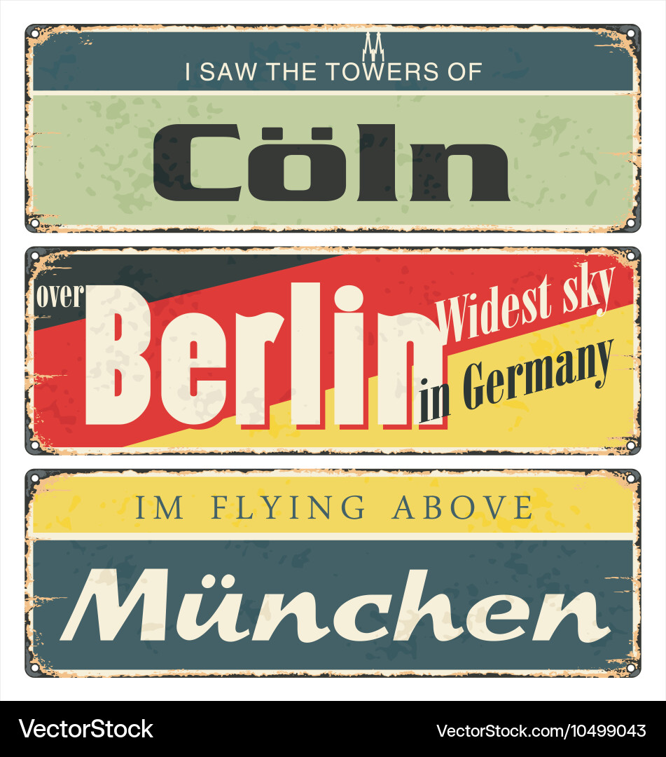Retro signs germany city berlin Royalty Free Vector Image
