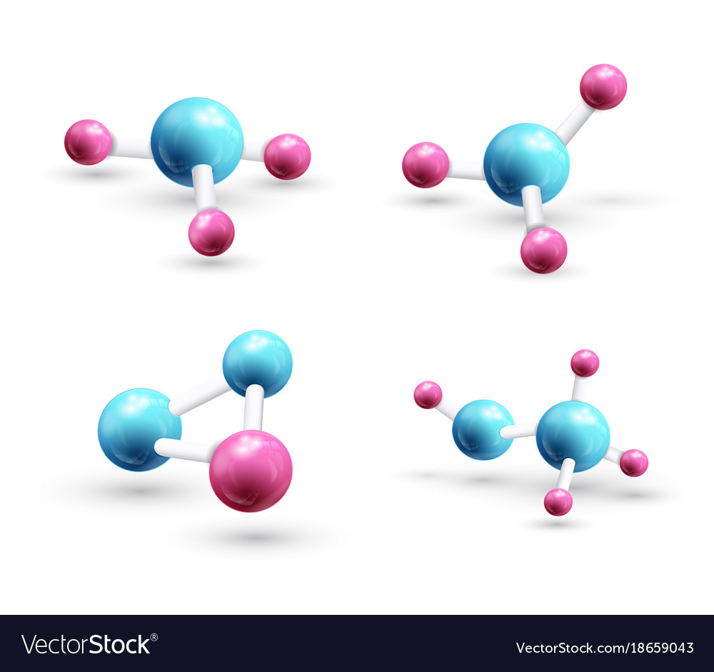Set of model 3d molecule Royalty Free Vector Image