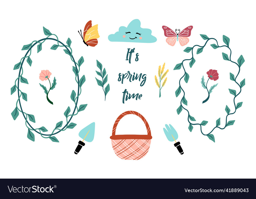 Spring set in soft colors elements for design Vector Image