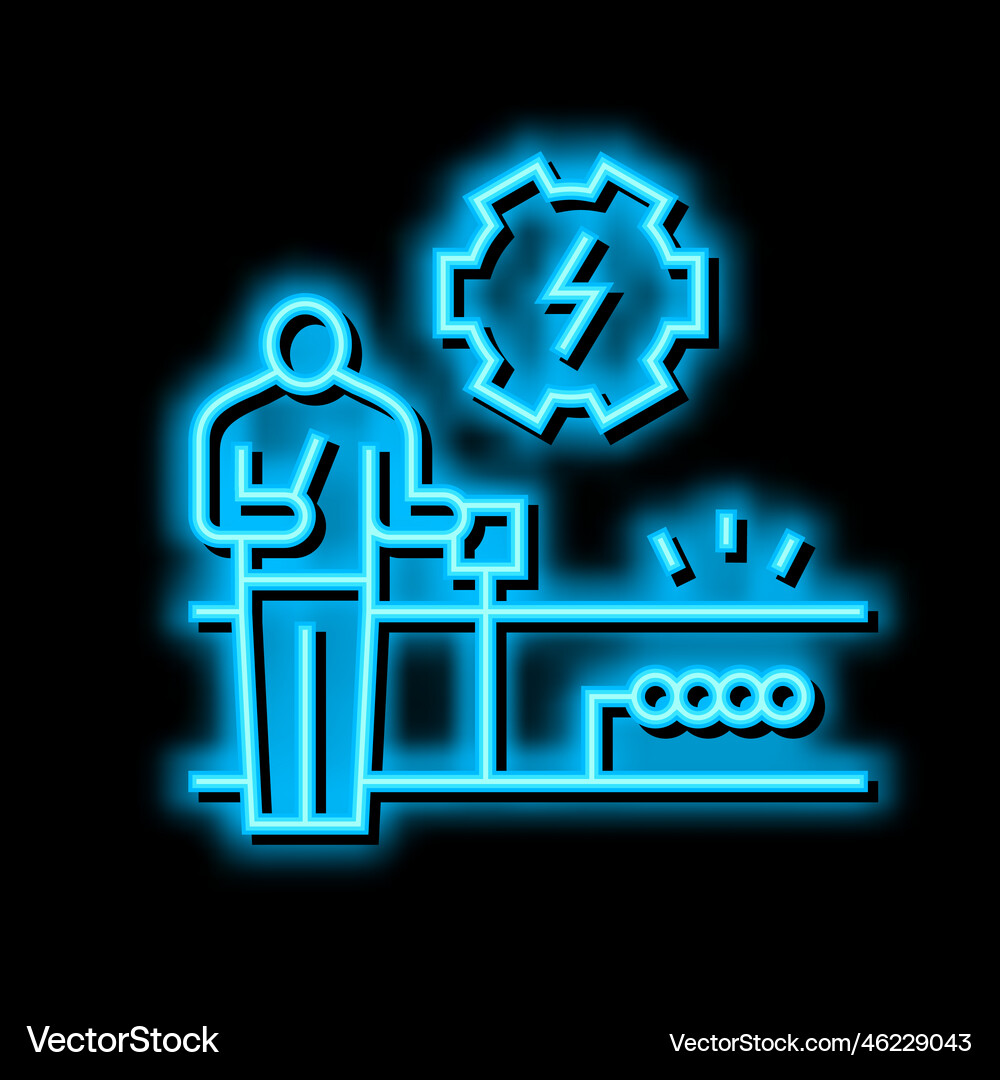 Switches and sockets installation neon glow icon Vector Image