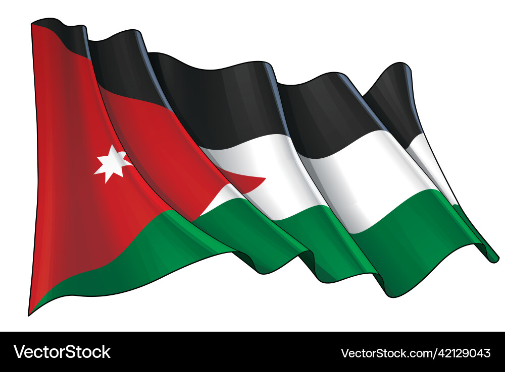 Waving flag of jordan Royalty Free Vector Image