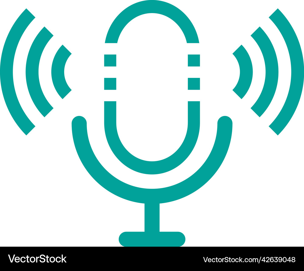 Audio originating from a microphone podcast icon Vector Image