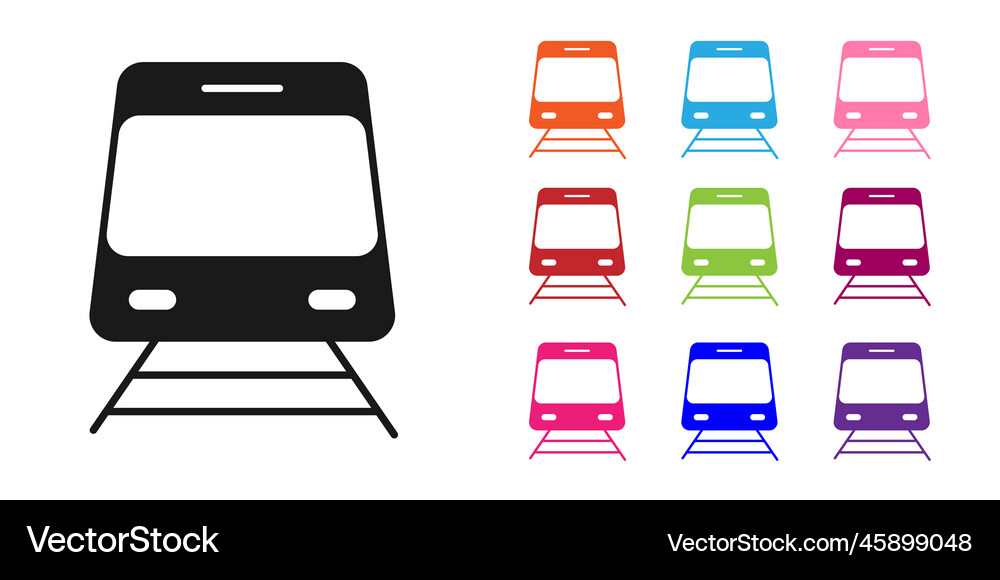 Black train and railway icon isolated on white Vector Image