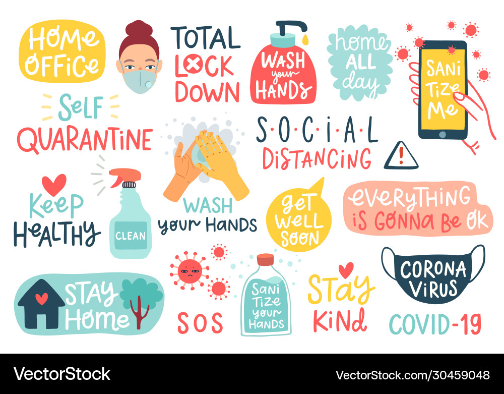 Coronavirus covid-19 letterings and other elements