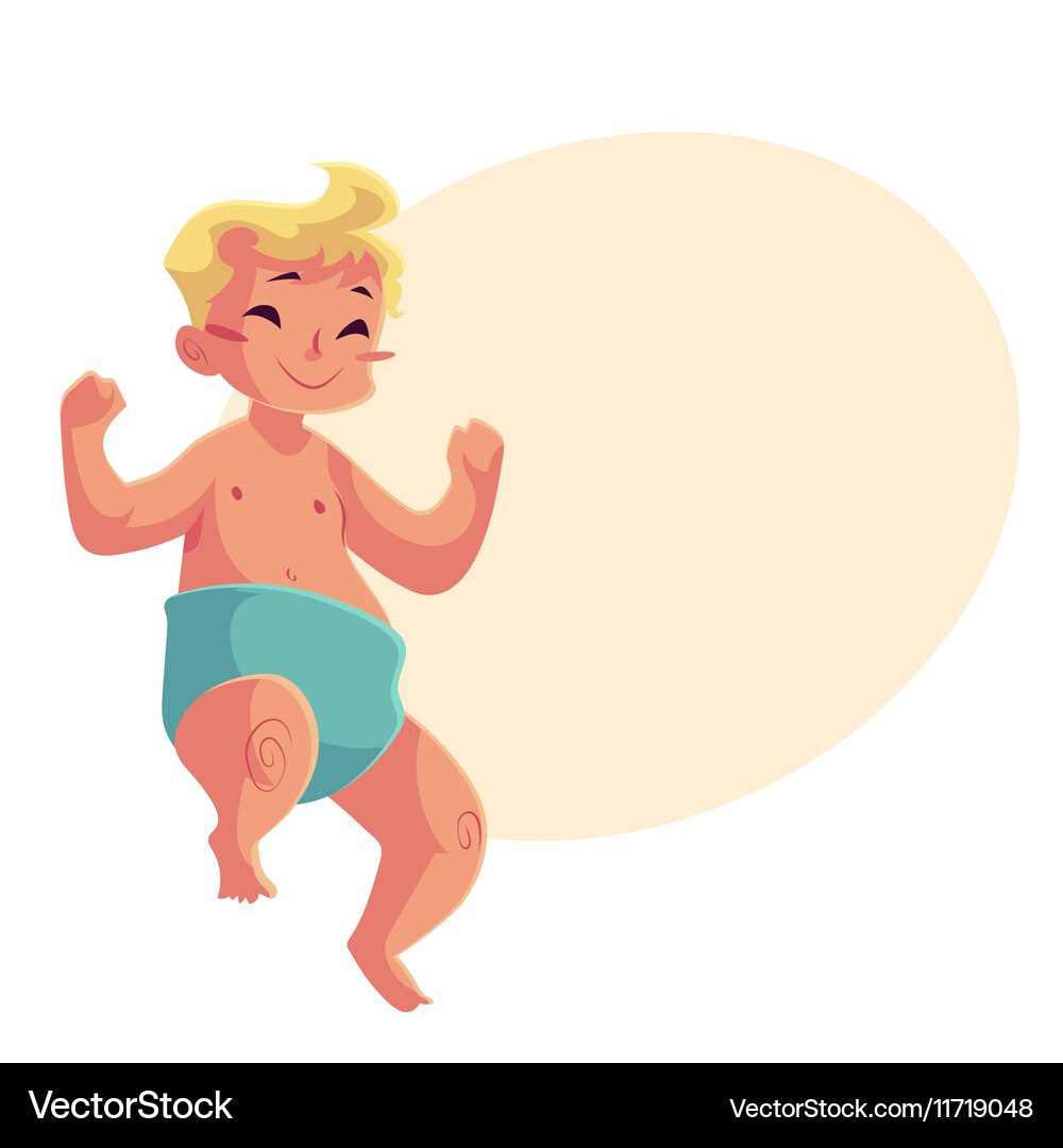 Cute little baby boy dancing happily Royalty Free Vector