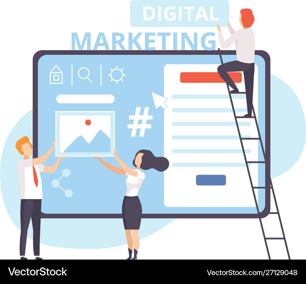 Digital marketing businesspeople working Vector Image