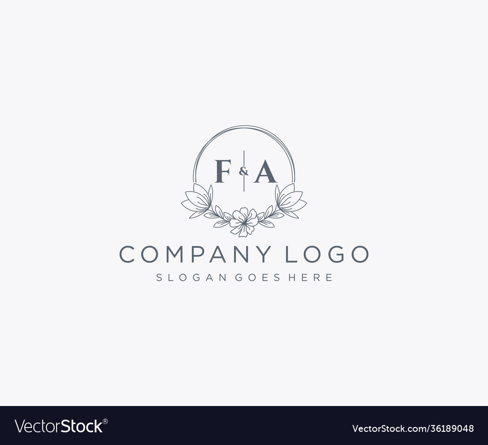 Initial fa letters floral frames unique Royalty Free Vector