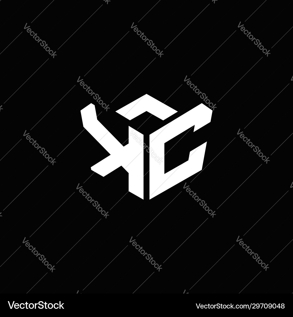 Kc logo monogram with emblem style ribbon design Vector Image