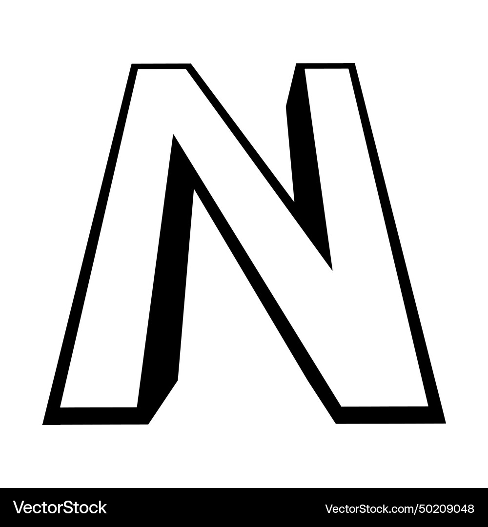 Logo letter n tall slender font Royalty Free Vector Image