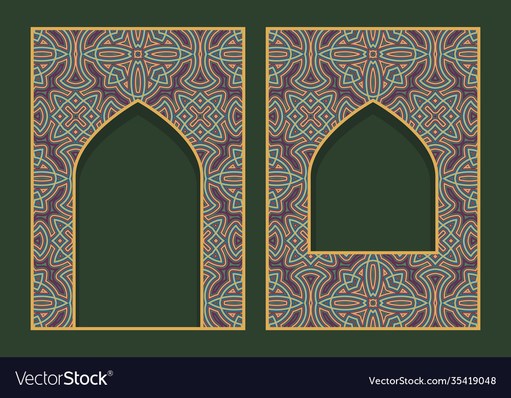 Patterned frames in form oriental door Royalty Free Vector