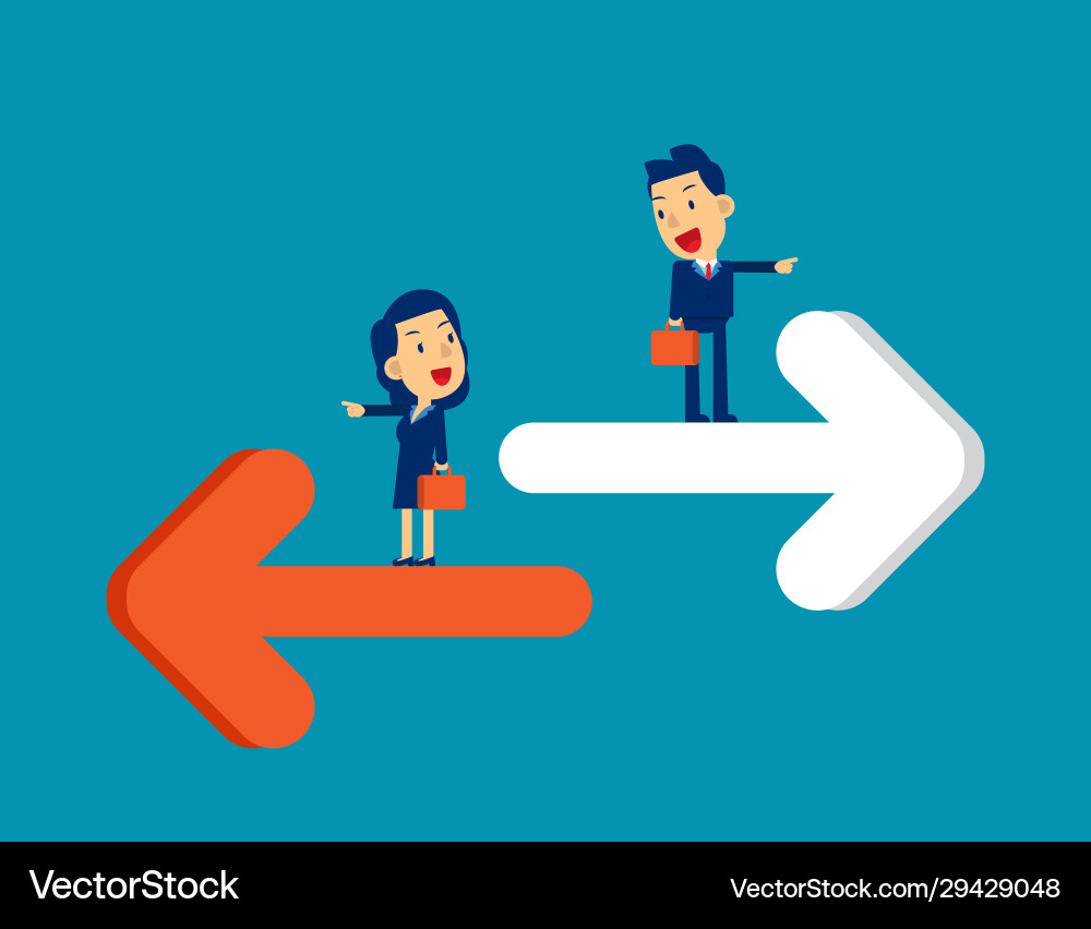 Person pointing to different direction business Vector Image