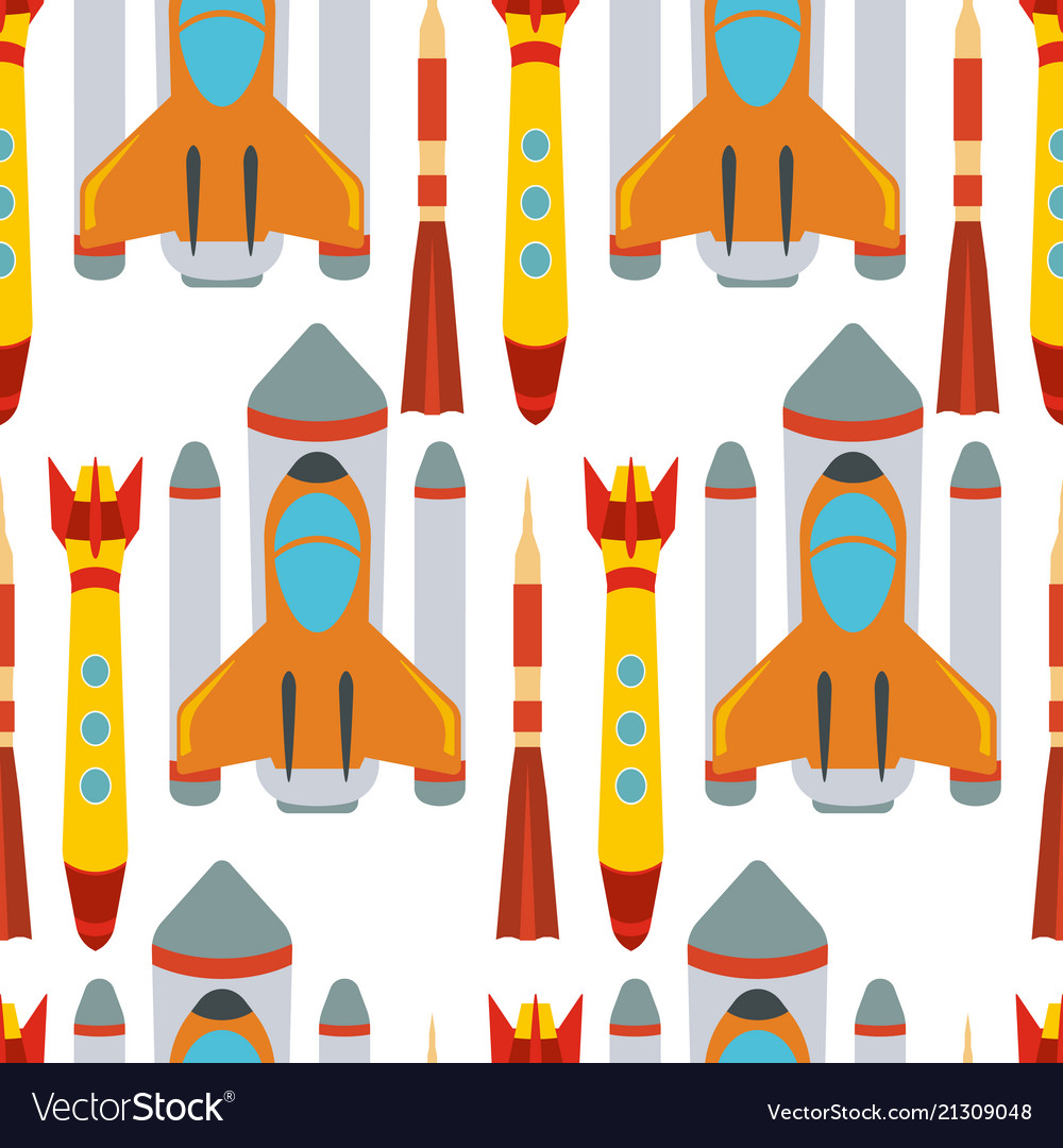 Seamless pattern with space rocket Royalty Free Vector Image