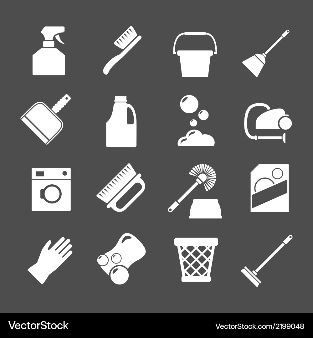 Set icons of cleaning Royalty Free Vector Image
