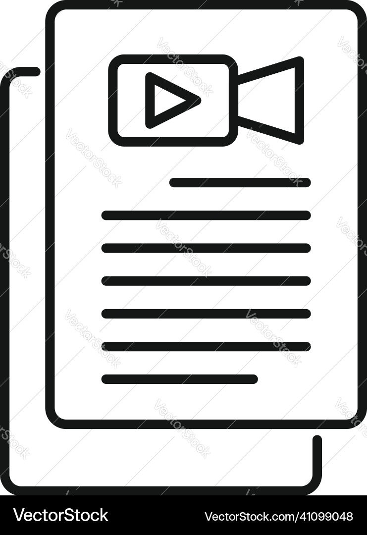 Video scenario icon outline film activity Vector Image