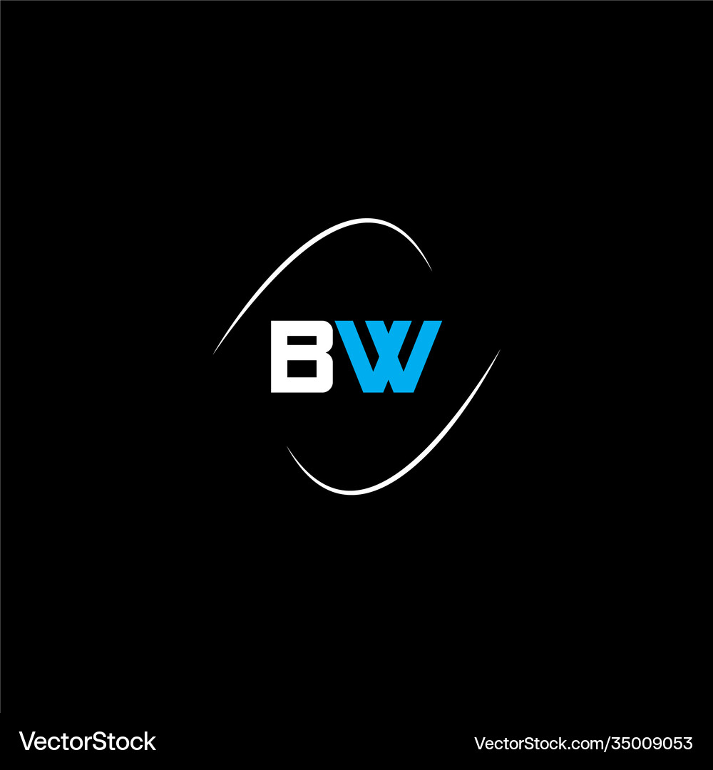 B w letter logo creative design on black color Vector Image