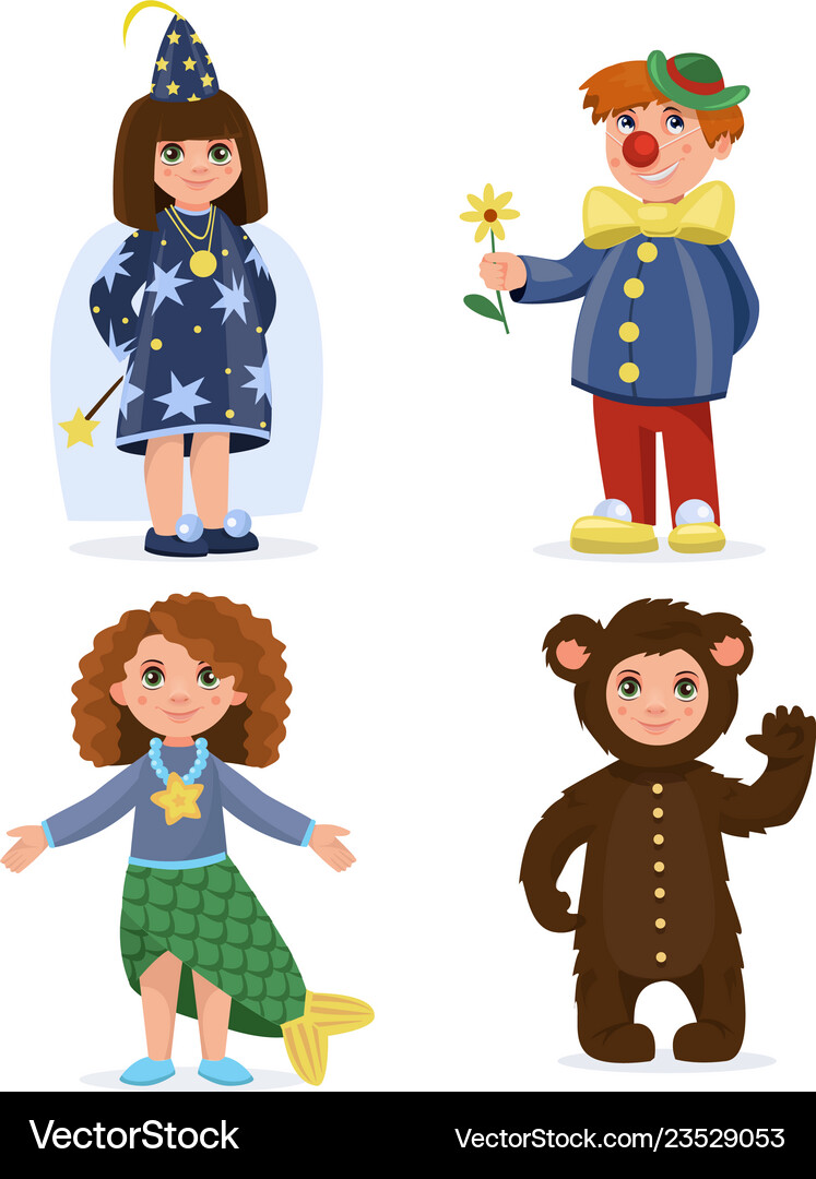 Children dressed in carnival costumes a wizard Vector Image