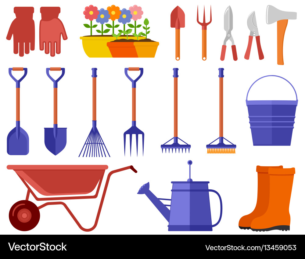 Colorful garden icons set Royalty Free Vector Image