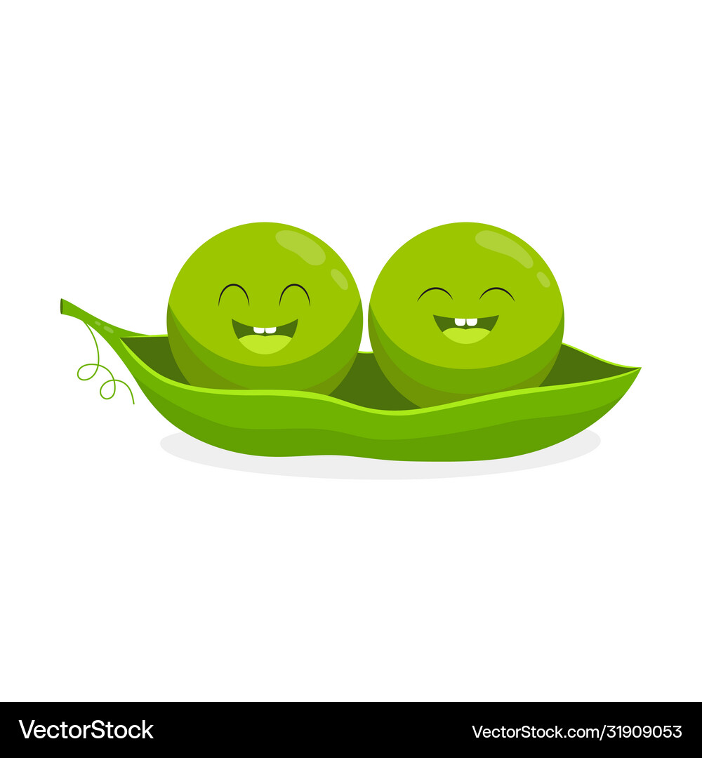 Cute cartoon peas isolated on white background Vector Image