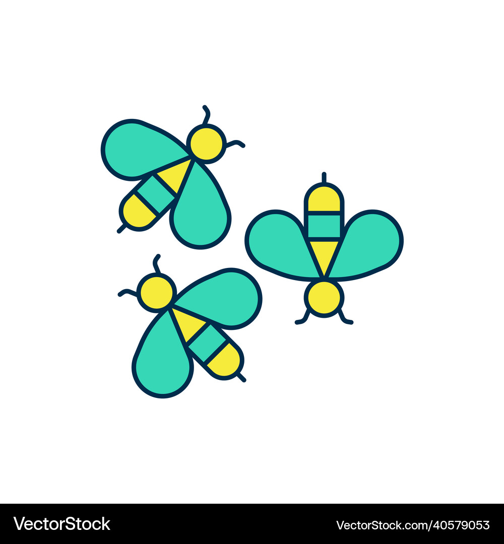 Filled outline bees icon isolated on white Vector Image