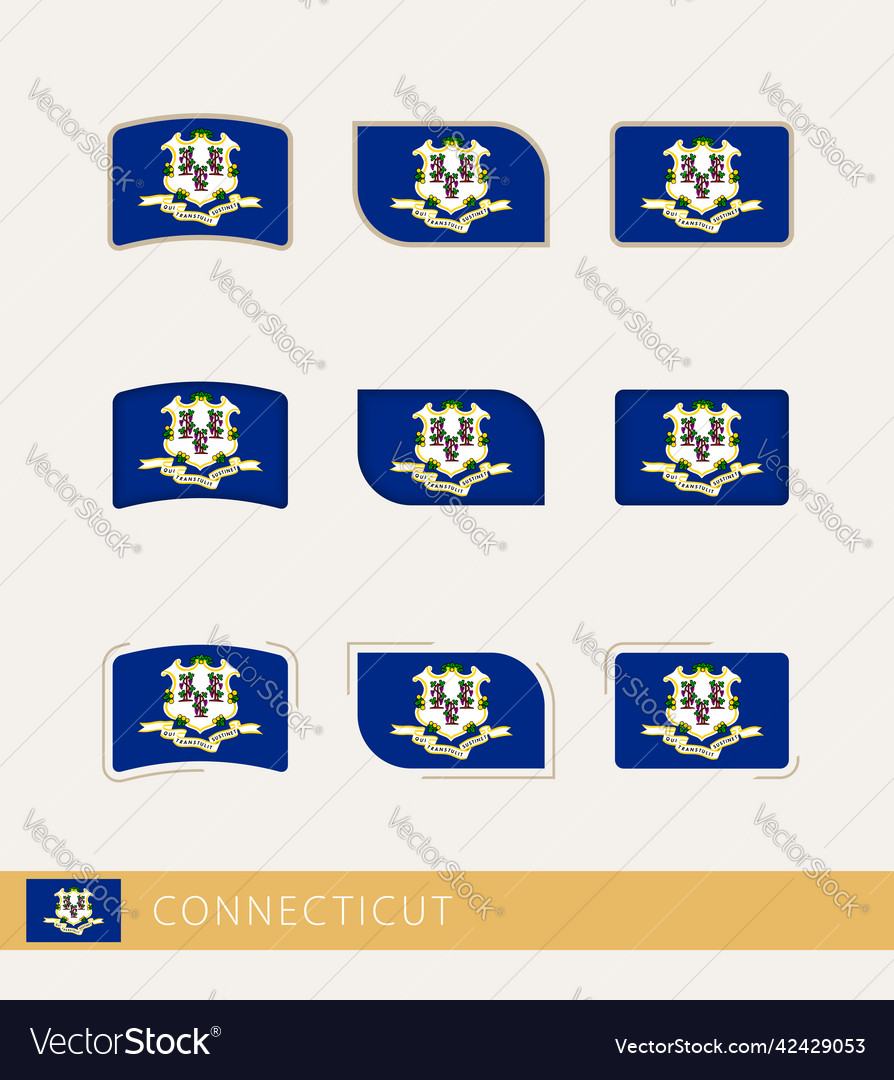 Flags of connecticut collection Royalty Free Vector Image