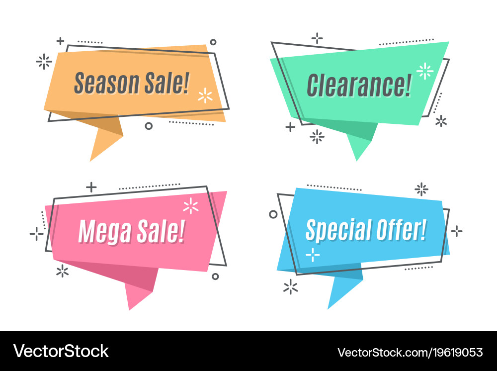 Flat linear promotion ribbon banner scroll price Vector Image