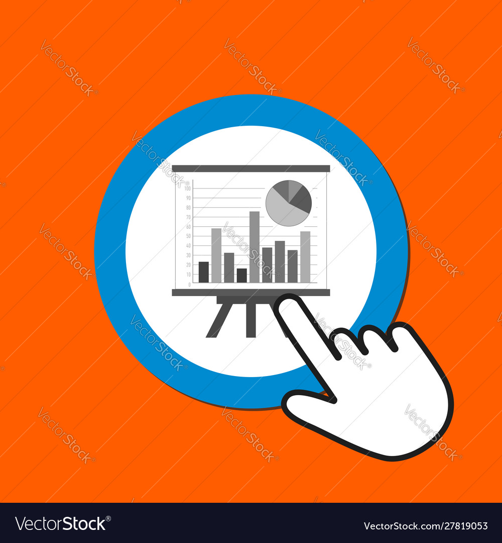 Flipchart with data icon statistics concept hand Vector Image