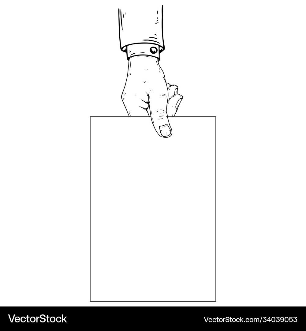 Hand is holding a blank sheet paper icon Vector Image