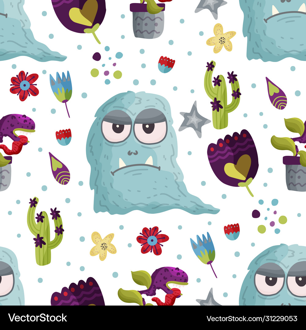 Monster seamless pattern Royalty Free Vector Image