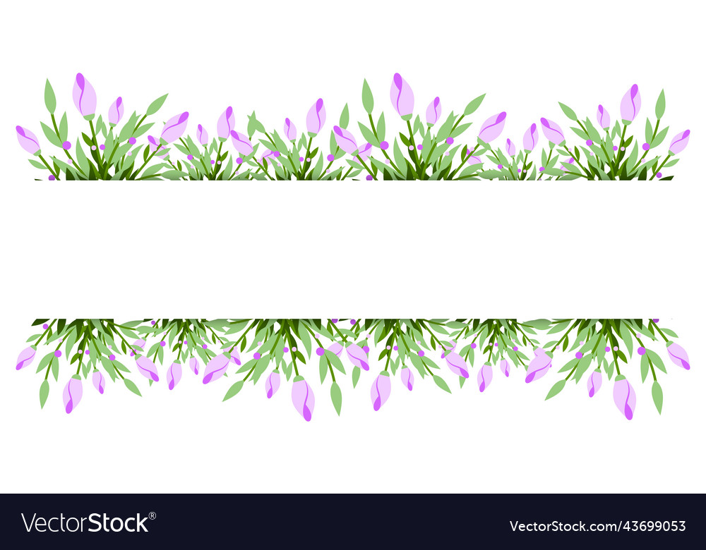 Purple flower floral bunch banner spring card flat