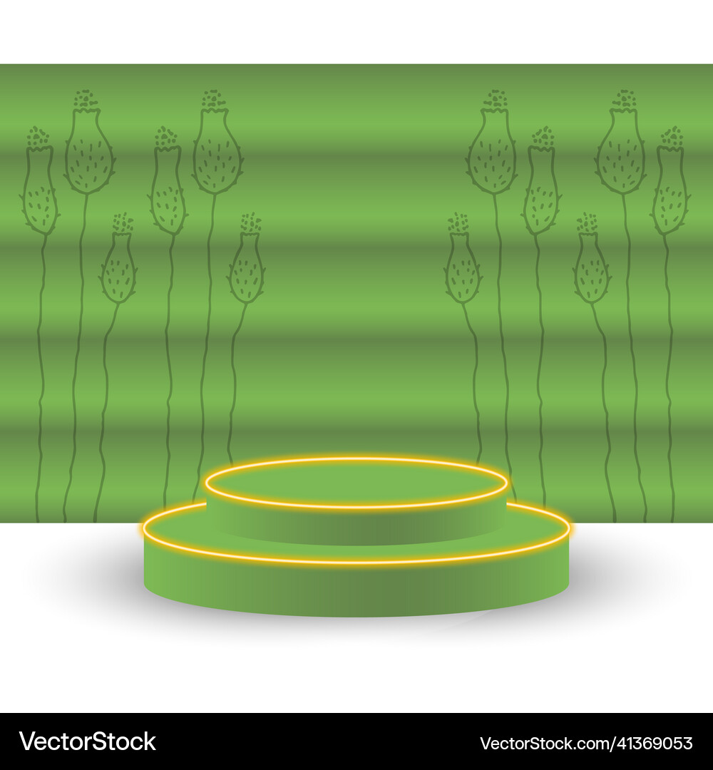 Realistic green stage with yellow neon Royalty Free Vector