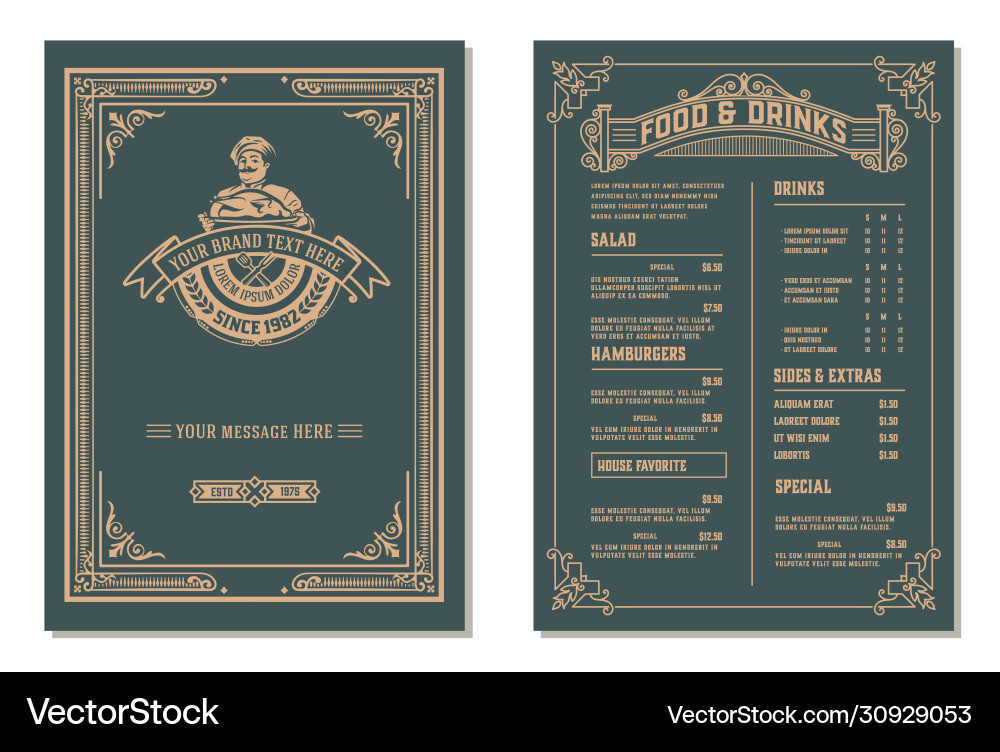 Vintage restaurant menu design template Royalty Free Vector
