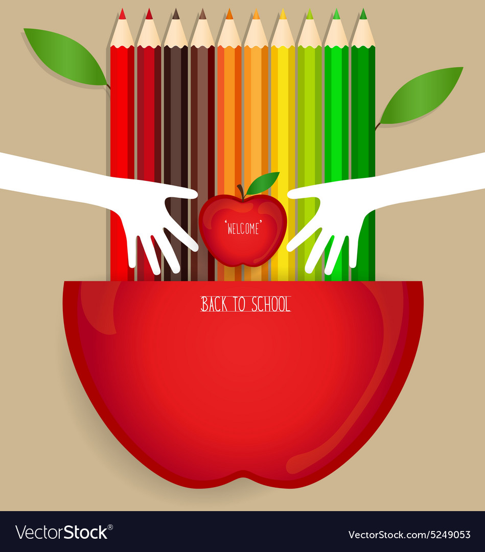 Welcome back to school with apple and color Vector Image
