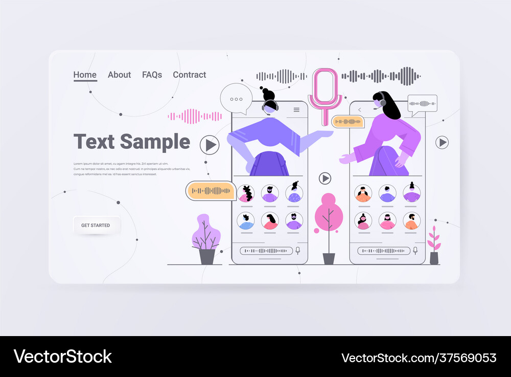 Women communicating voice messages audio chat Vector Image