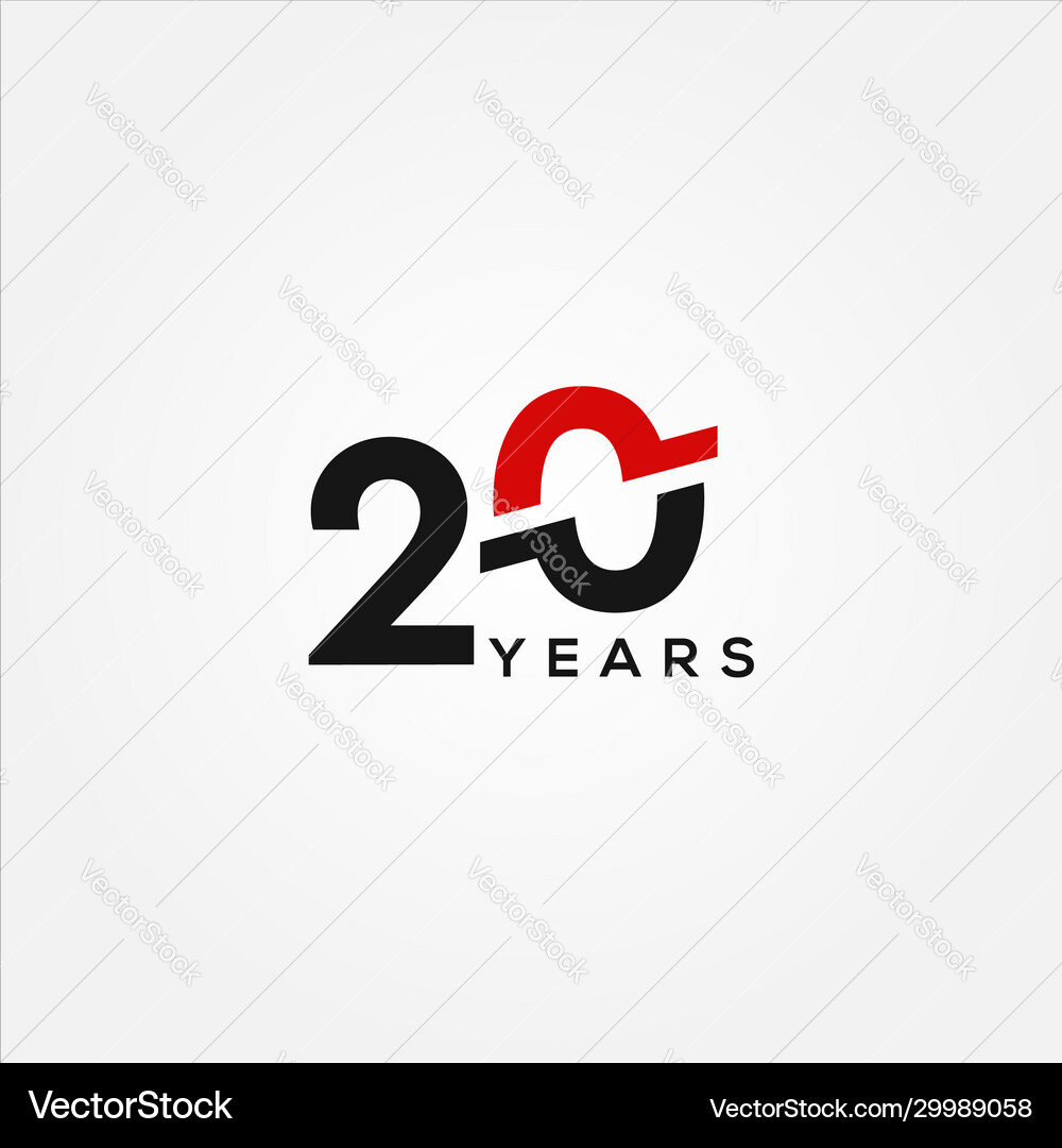 20 years anniversary black red elegant design Vector Image