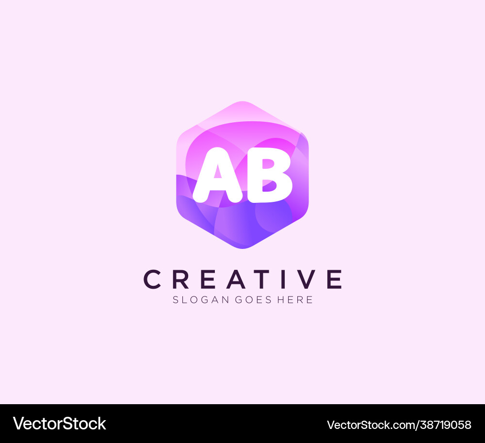 Ab initial logo with colorful hexagon modern Vector Image