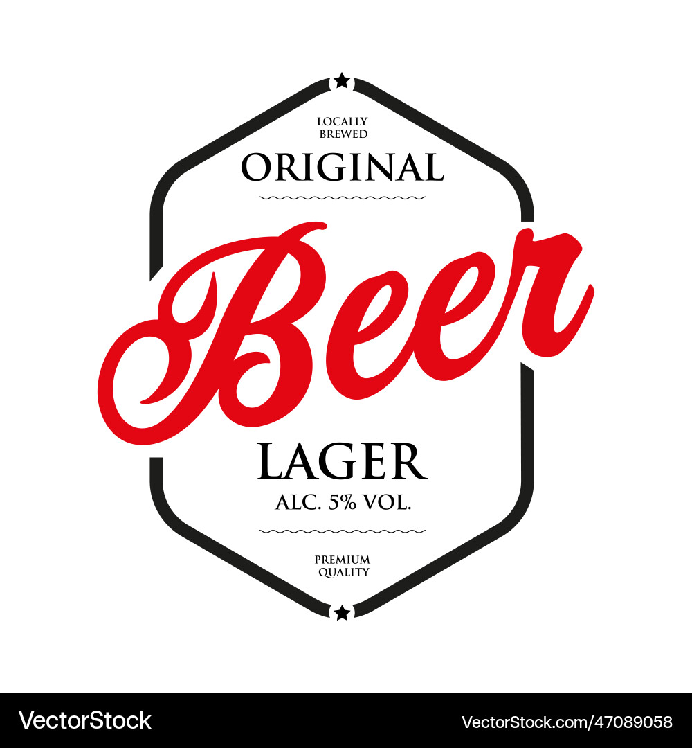 Beer label original lager sign Royalty Free Vector Image