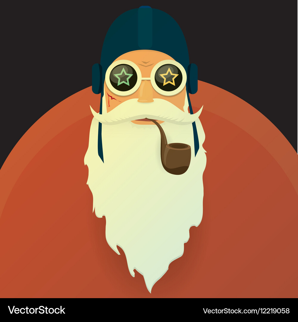 Biker santa claus with smoking pipe Royalty Free Vector
