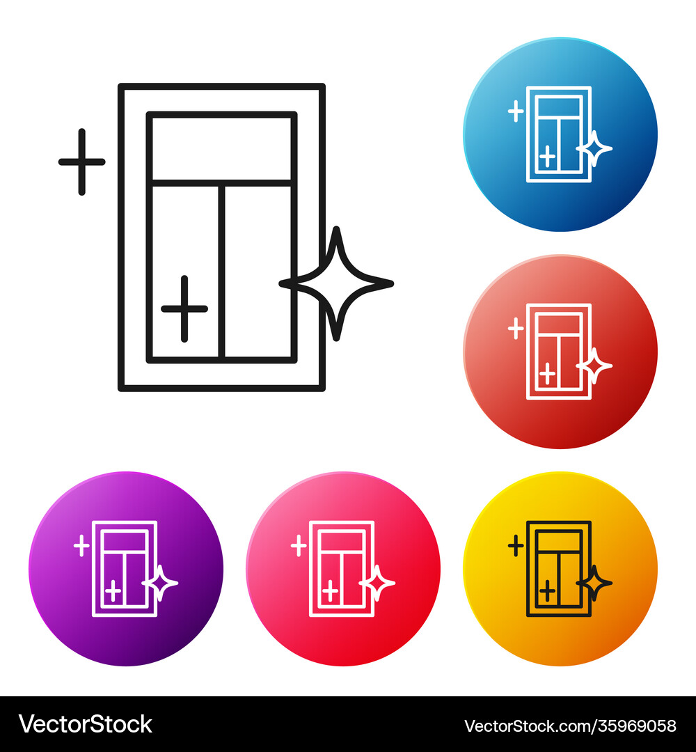 Black line cleaning service for window icon Vector Image